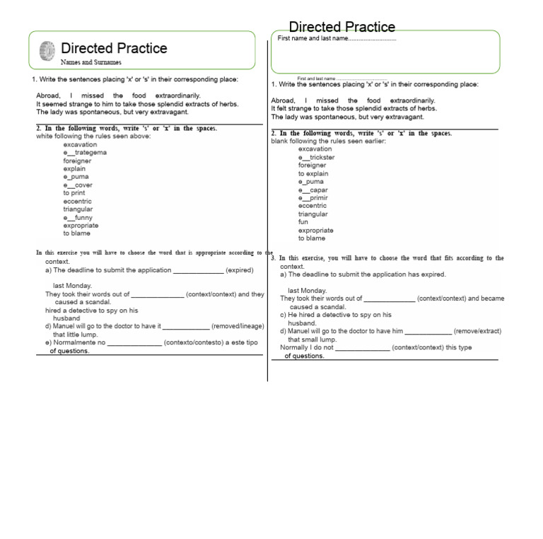 PRACTICE USE OF THE X.doc | PDF | Linguistics