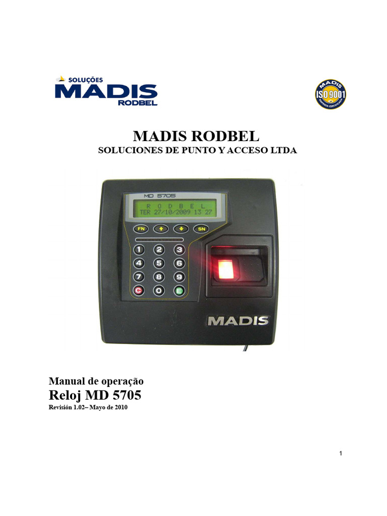 Manual de Operación Reloj MD 5705 | PDF | Biometría | Memoria USB