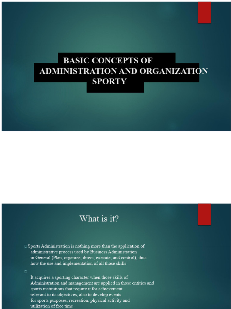 Basic Concepts of Sports Administration and Organization | PDF ...