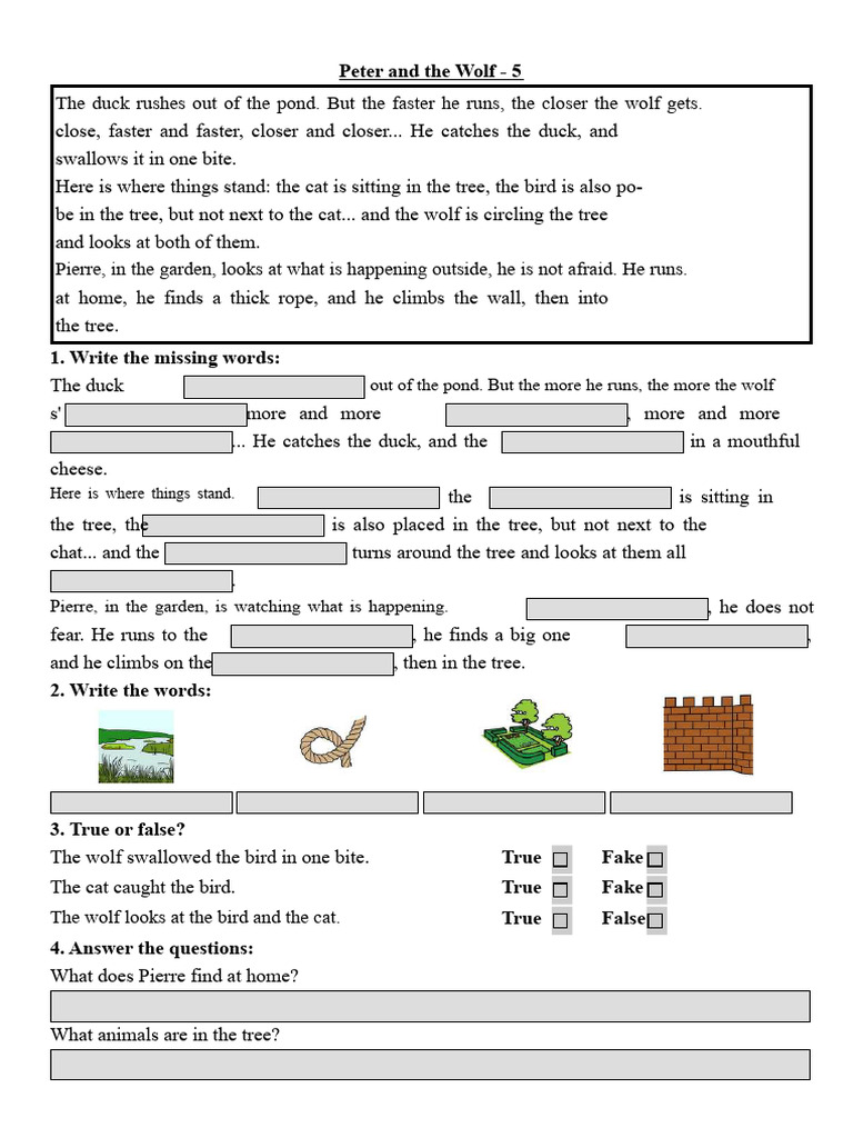 Peter and the Wolf: Story Summary & Activities | PDF