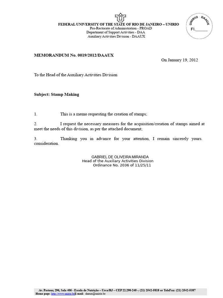 Model - Memorandum Request for Stamp | PDF | Typefaces | Written ...