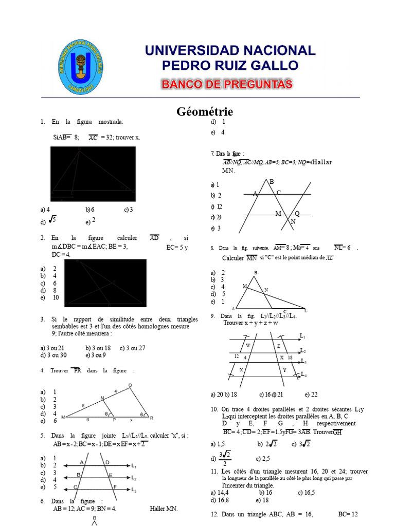 Problèmes de géométrie et calculs divers | PDF | Triangle | Euclide