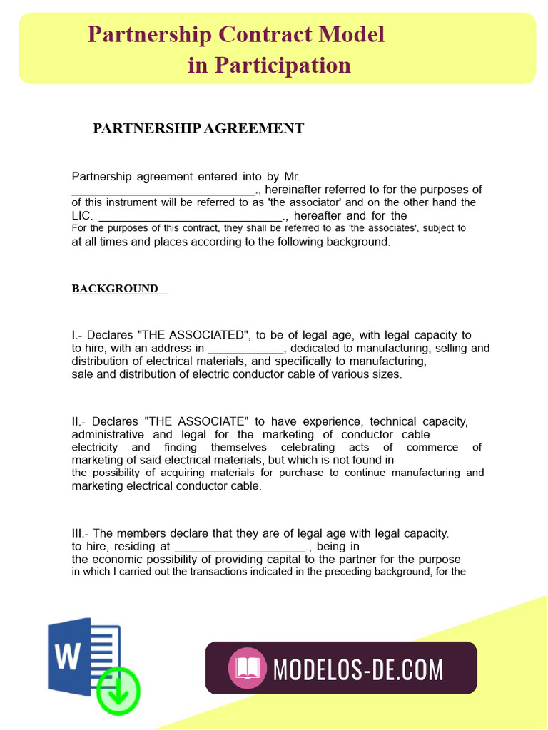 Model of Partnership Agreement | PDF | Partnership | Business Law