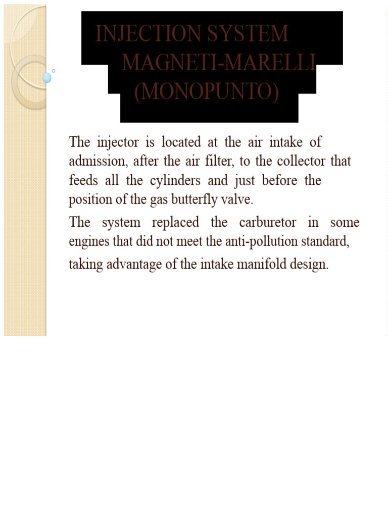 Magneti Marelli Monopoint Injection System | PDF | Fuel Injection ...