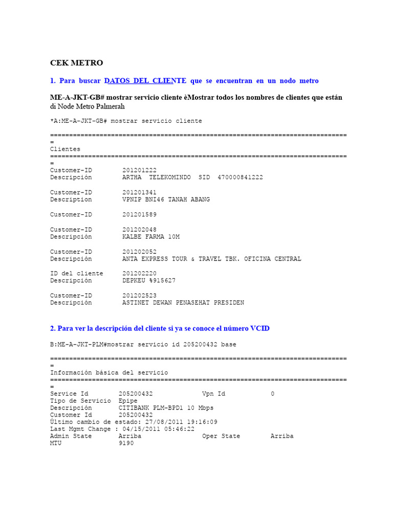 Datos y Estado de Clientes en Metro | PDF | Protocolos de internet ...