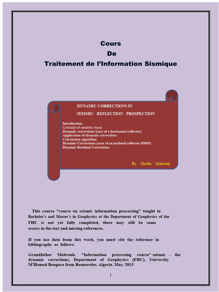 Dynamic Corrections in Seismic Prospection | PDF | Reflection ...
