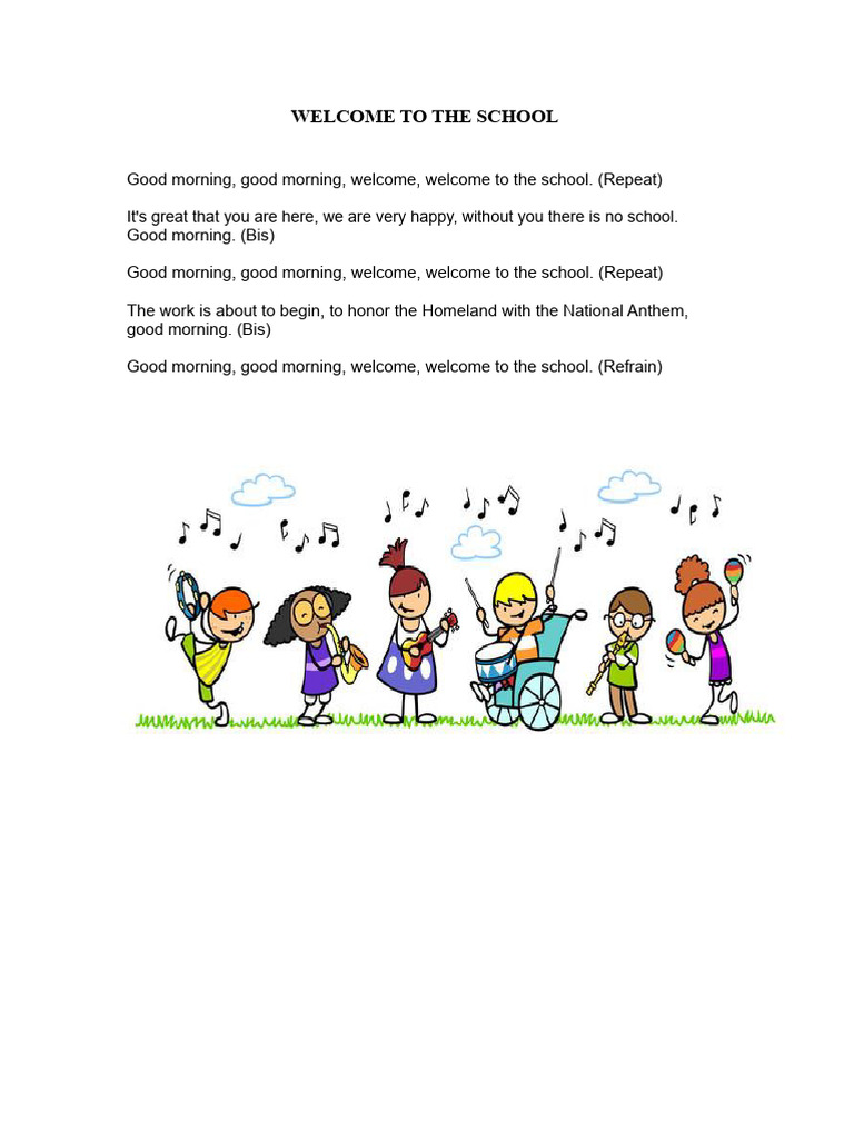 Children's Song Welcome To School | PDF