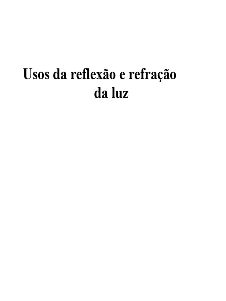 Reflexão e Refração da Luz | PDF | Espelho | Reflexão (Física)