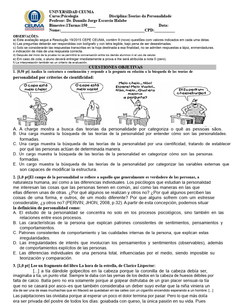 Cuestiones Psicología de La Personalidad | PDF | Psicología de la ...