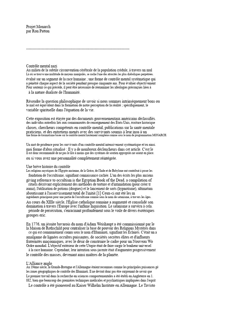 Contrôle mental et programmation MONARCH | PDF