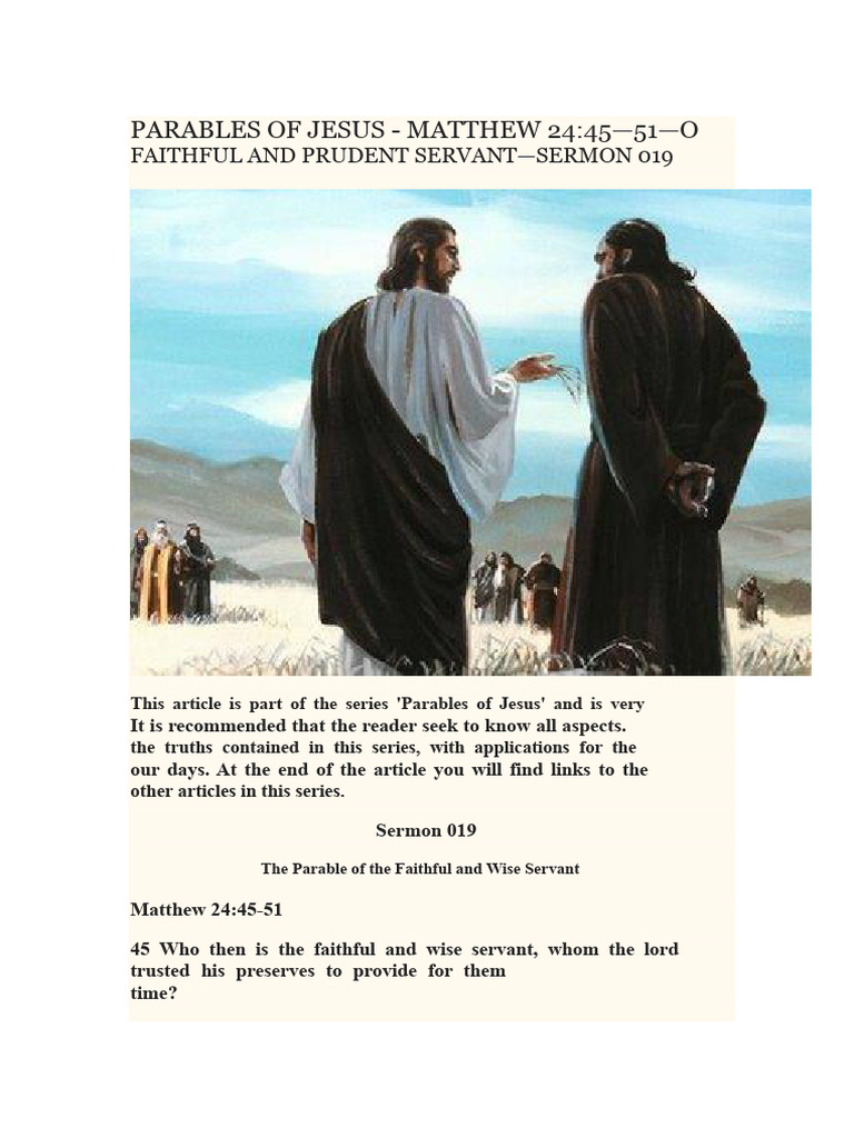 Parable of the Faithful and Wise Servant | PDF | Parables Of Jesus ...