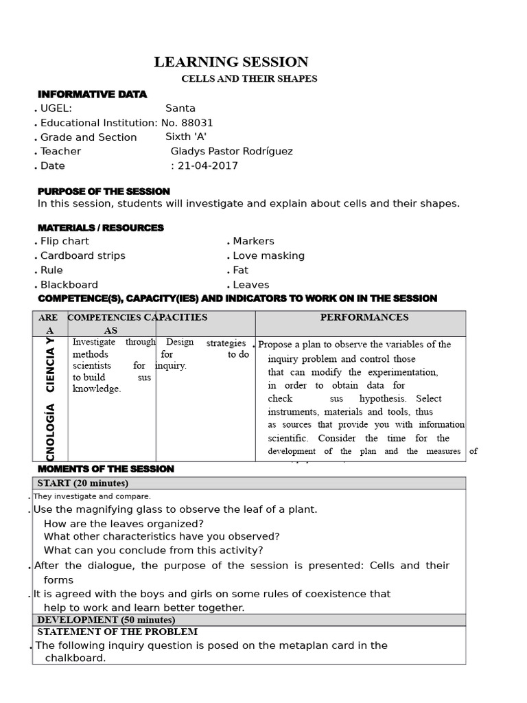 Learning Session Cell | PDF | Hypothesis | Question