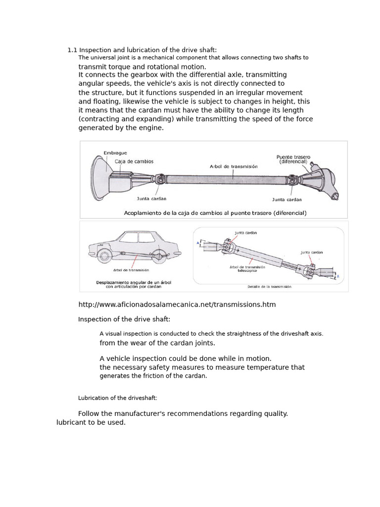 Drive Shaft Inspection and Lubrication Guide | PDF | Axle | Mechanical ...
