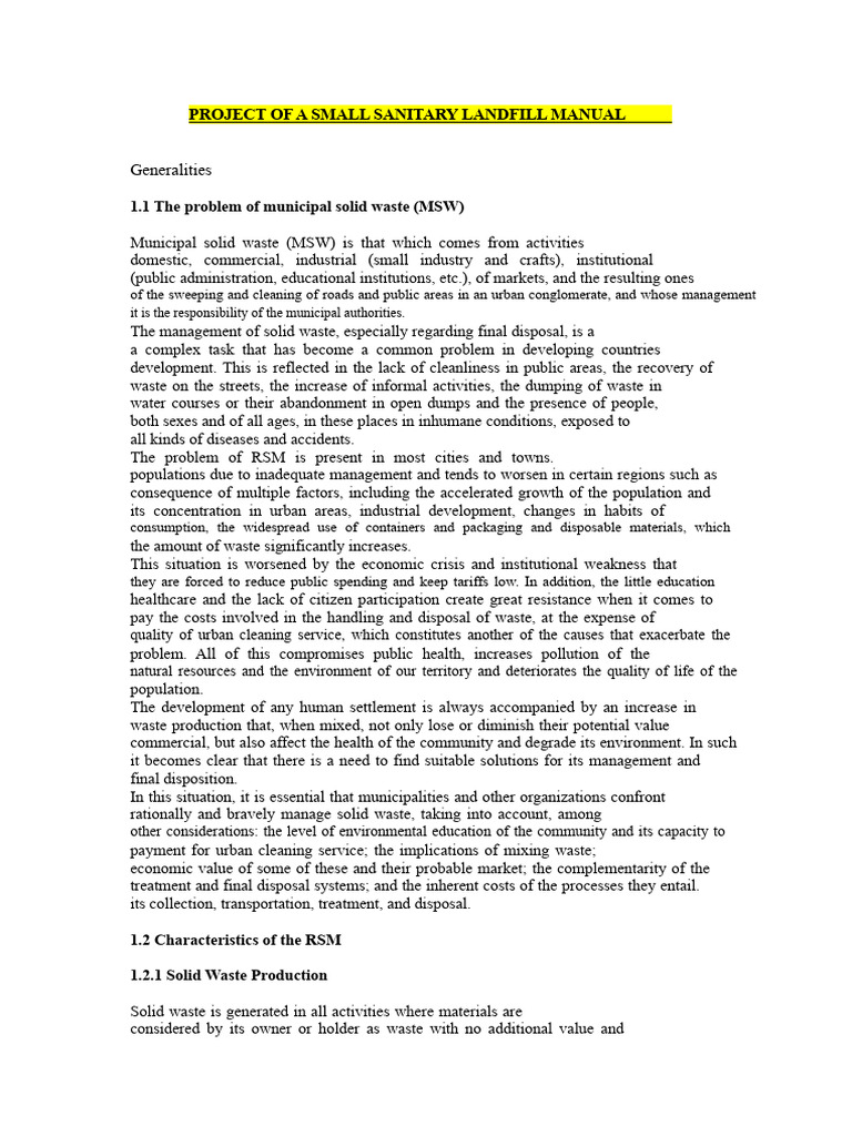 Small Sanitary Landfill Management Guide | PDF | Waste | Compost
