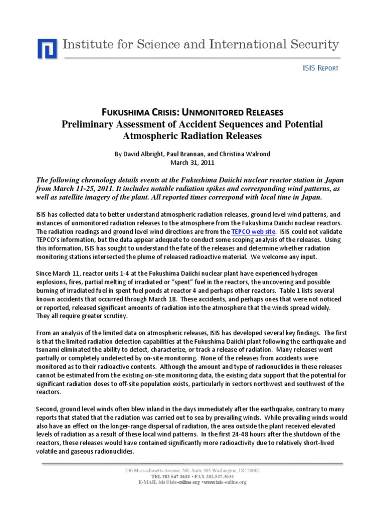 Fukushima Crisis - Unmonitored Releases - Preliminary ASsessment of ...