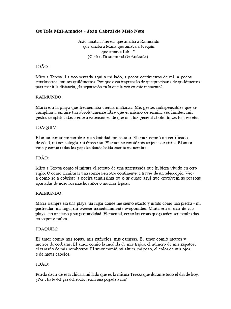 Análisis de "Os Três Mal-Amados" | PDF | Amor