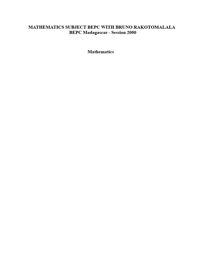 My Homework - Subject-Mathematics-Bepc-With-Bruno-Rakotomalala | PDF