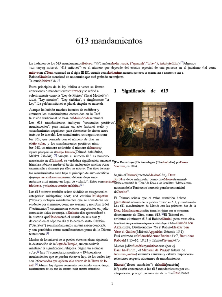613 Mandamientos | PDF | Diez Mandamientos | Judios y judaísmo