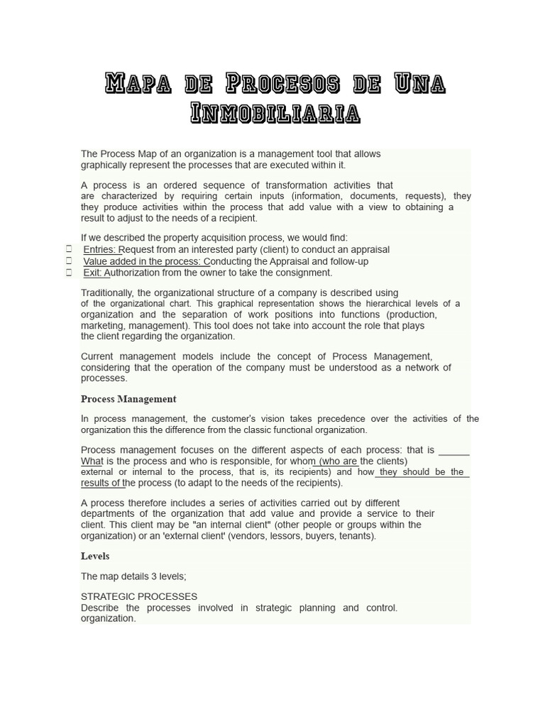 Process Map of A Real Estate Agency PDF | PDF | Real Estate Appraisal ...