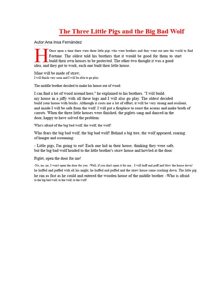 Three Little Pigs vs. Big Bad Wolf | PDF