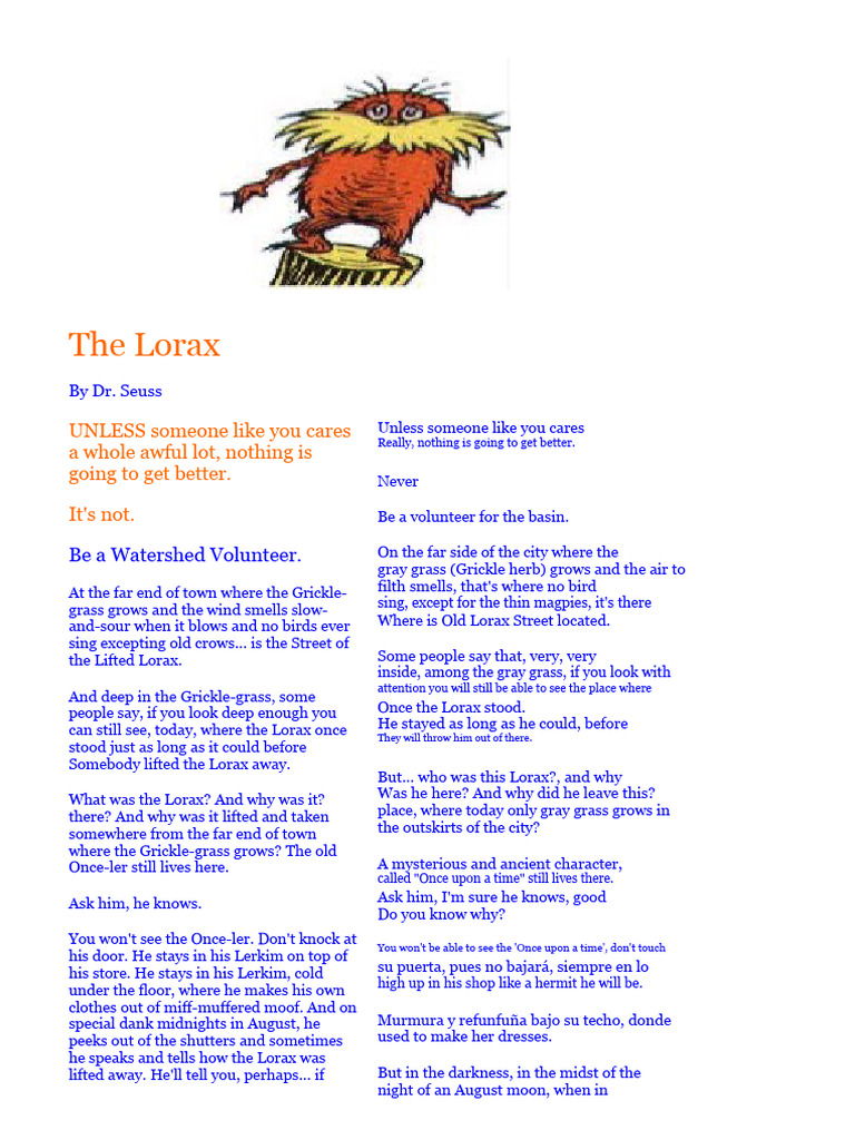 The Lorax | PDF | Fiction Books | Environmental Books