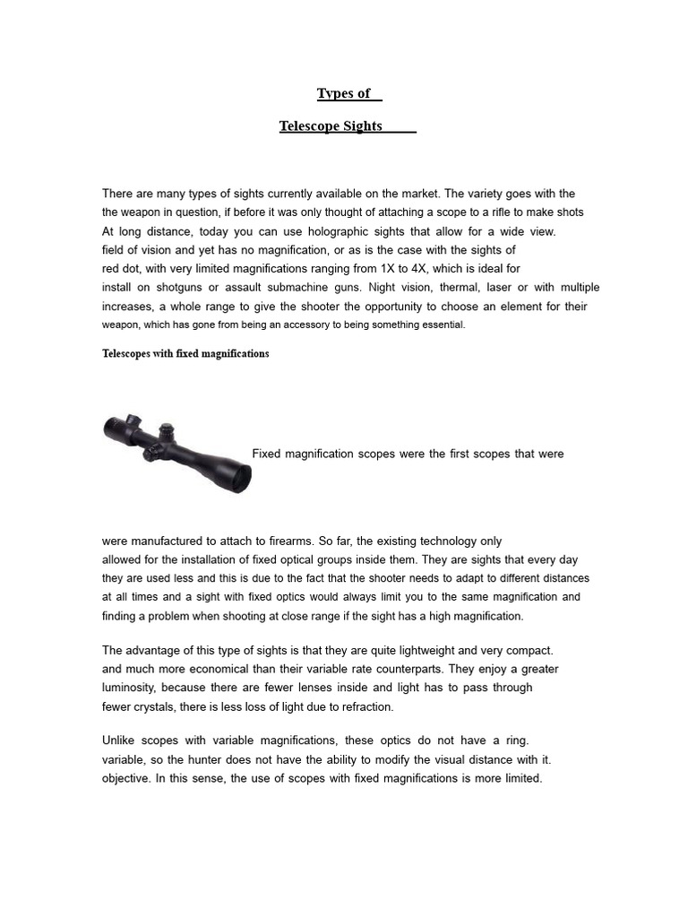 Types of Telescope Sights Explained | PDF | Telescopic Sight | Light