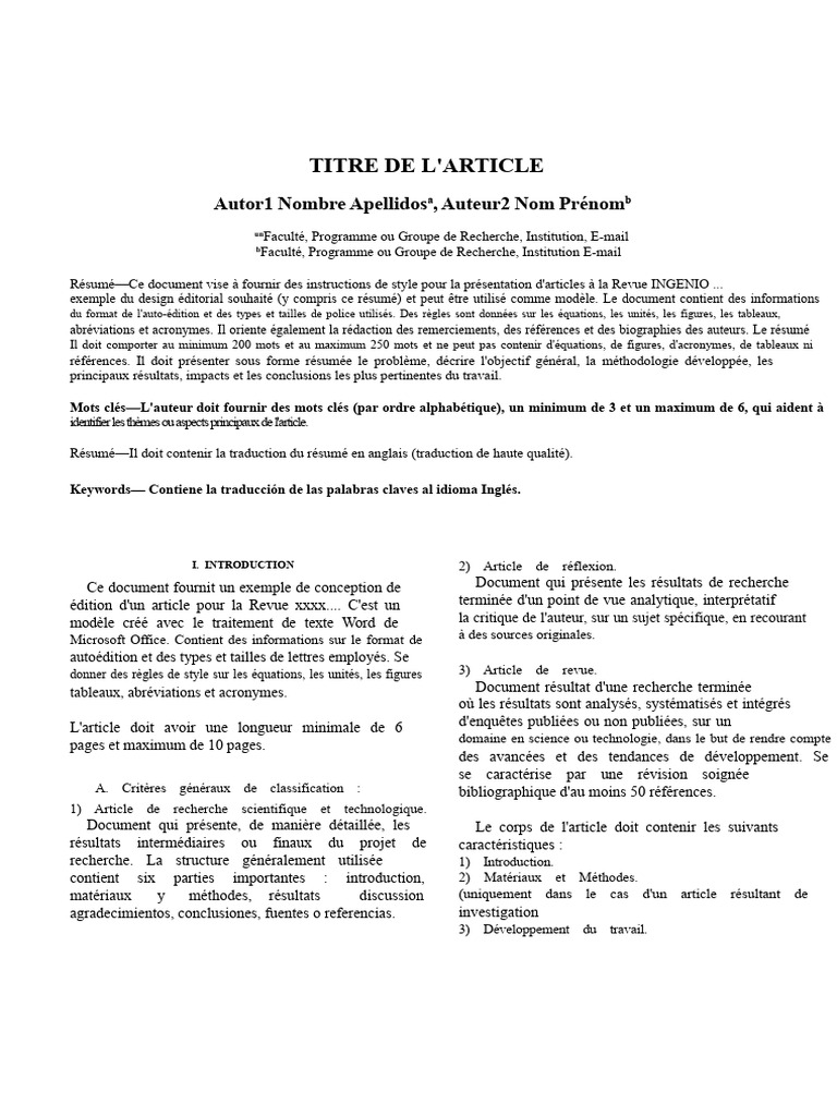 Instructions de style pour articles INGENIO | PDF | Électricité ...