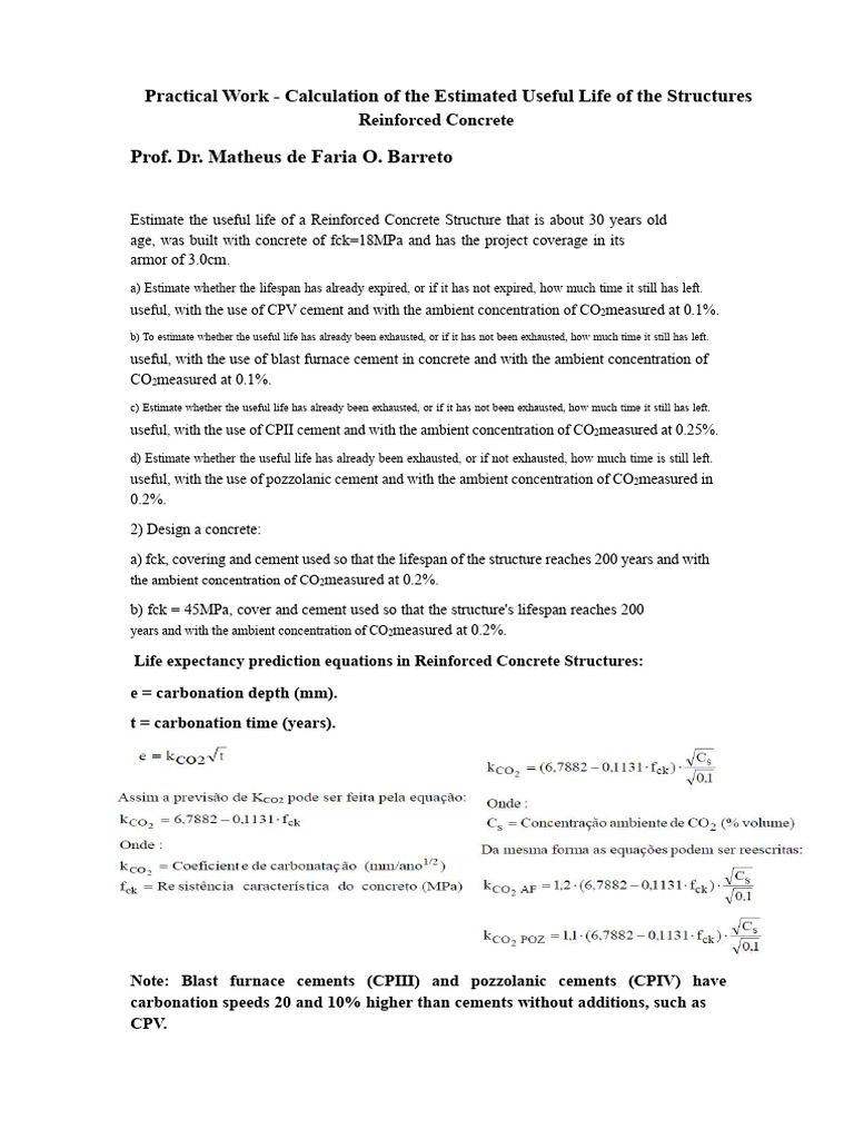 Practical Work Calculation of Useful Life | PDF