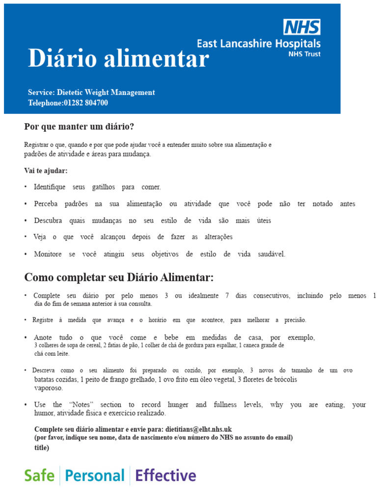Formulário de Diário Alimentar | PDF | Alimentos | Culinária