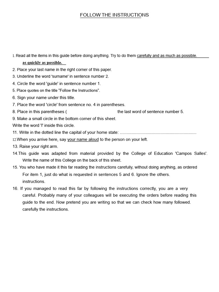 Follow the Instructions | PDF