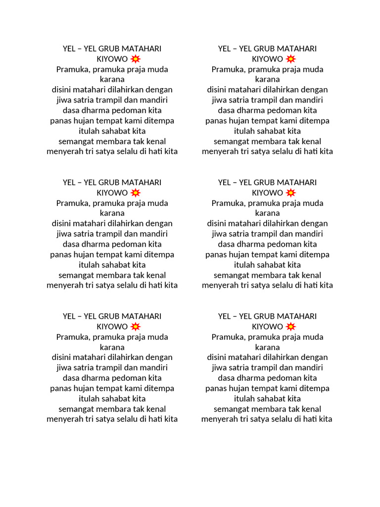 Yel Yel Pramuka | PDF