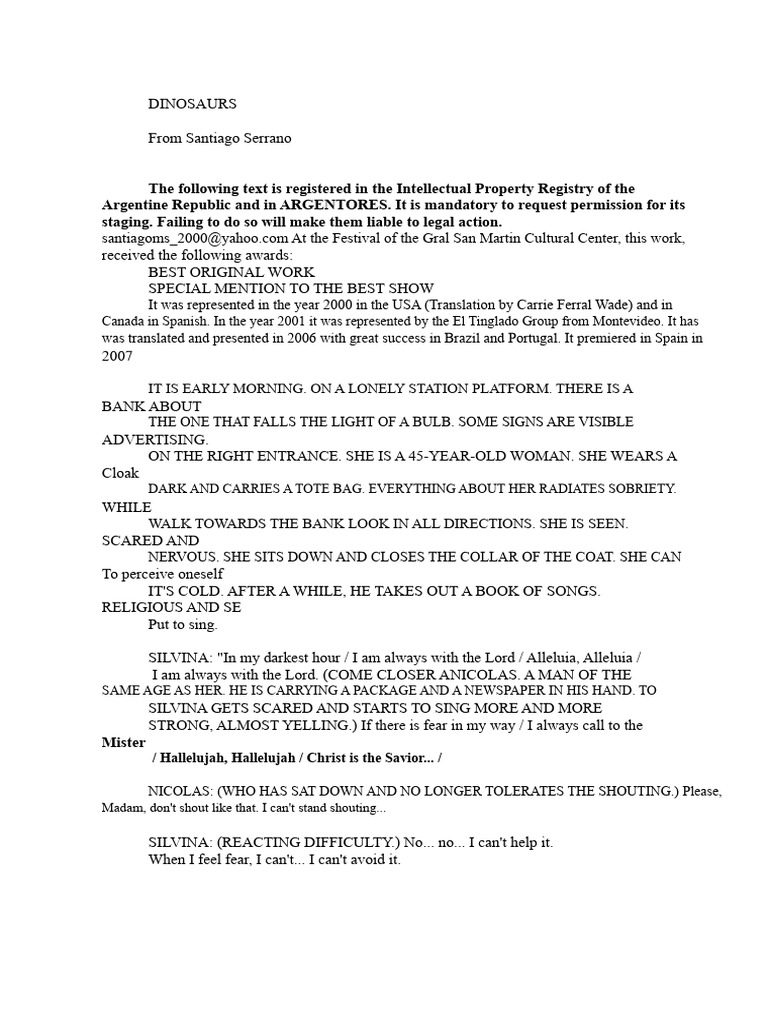 Dinosaurs - Theatrical Work | PDF