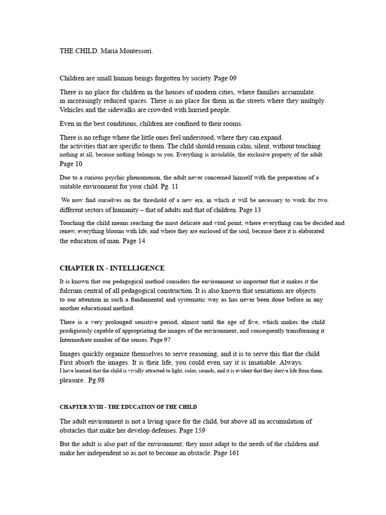 THE CHILD. Maria Montessori | PDF | Behavioural Sciences