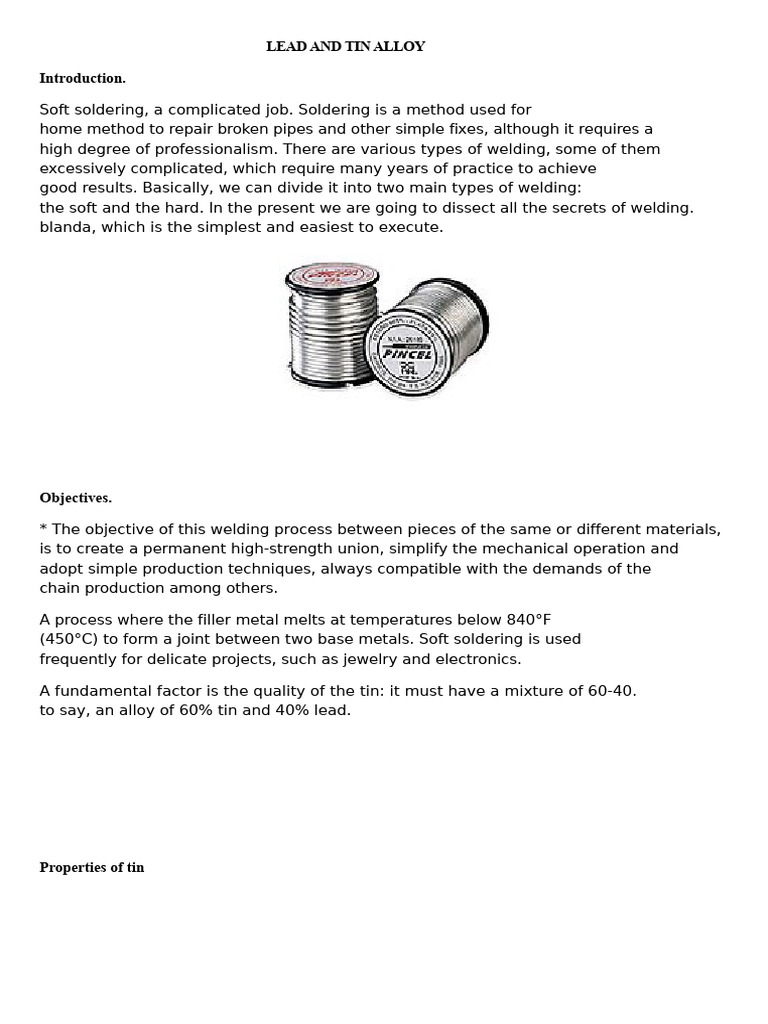 Lead Tin Alloy | PDF | Soldering | Construction