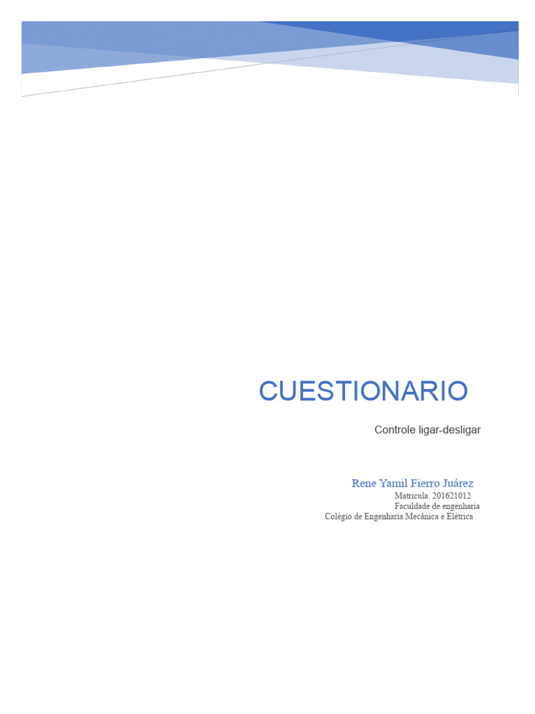 Tarefa2 Questionário controle on-off.pdf | PDF | Tempo