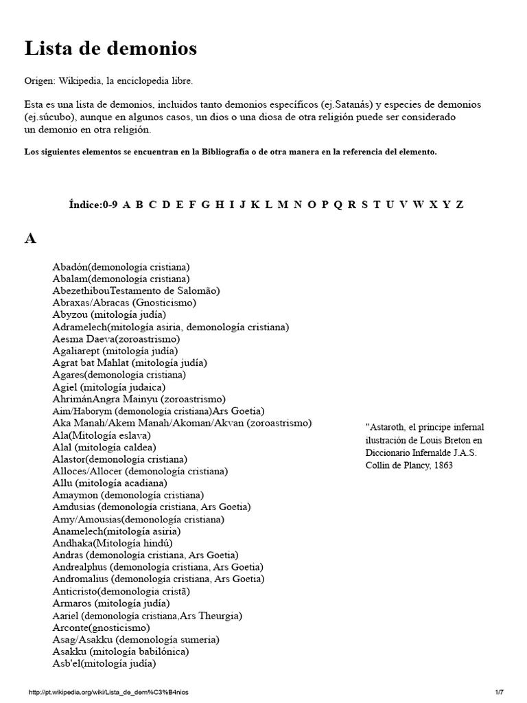 Lista de Demonios – Wikipedia, La Enciclopedia Libre | PDF | Demonios ...
