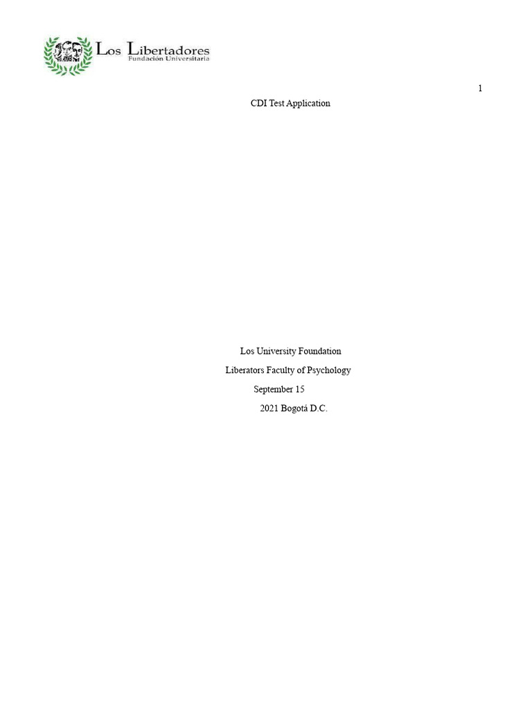TEST CDI | PDF | Major Depressive Disorder | Mental Disorder