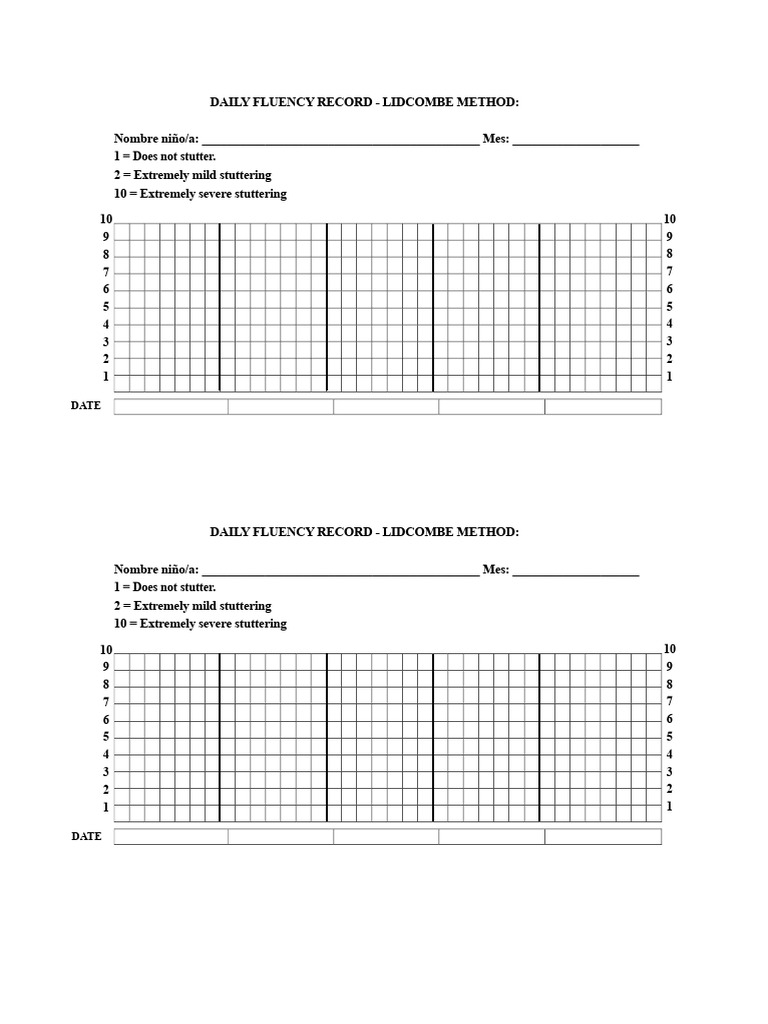 Daily Fluency Record for Stuttering | PDF | Speech | Human Voice