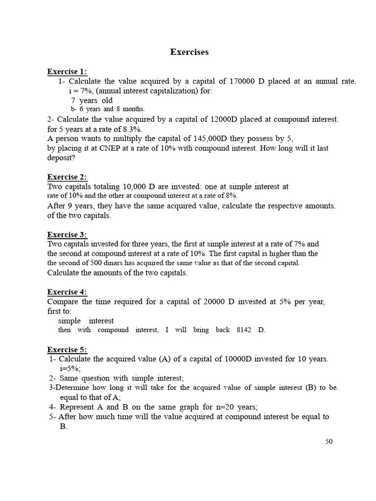 Capital Investment Exercises and Calculations | PDF | Interest ...
