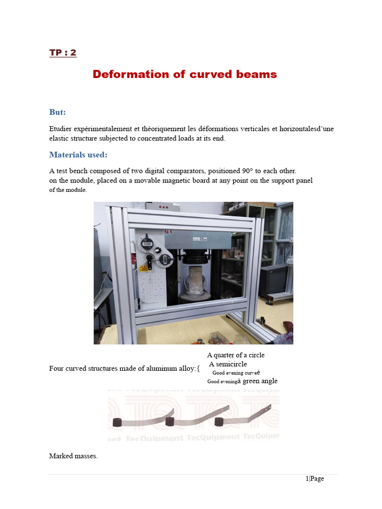 TP Deformation of Curved Beams | PDF | Deformation (Engineering) | Beam ...