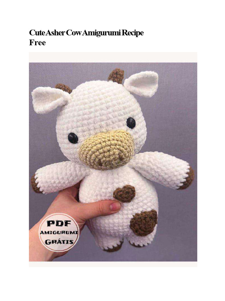 Cute-Asher-Cow-Amigurumi-Free-Pattern | PDF | Crochet | Amigurumi