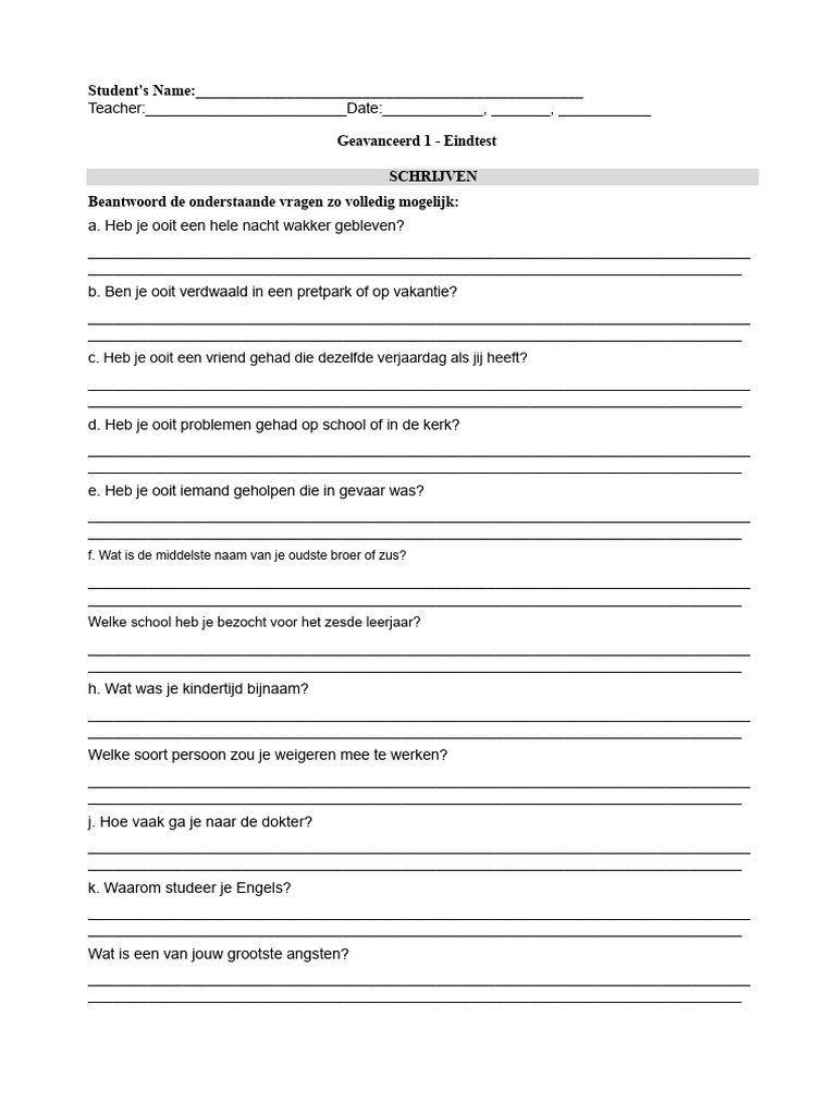 A1 - Eindevaluatie | PDF