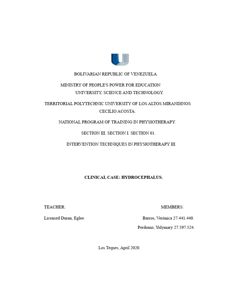 Hydrocephalus Physiotherapy Case Study | PDF | Cerebrospinal Fluid ...