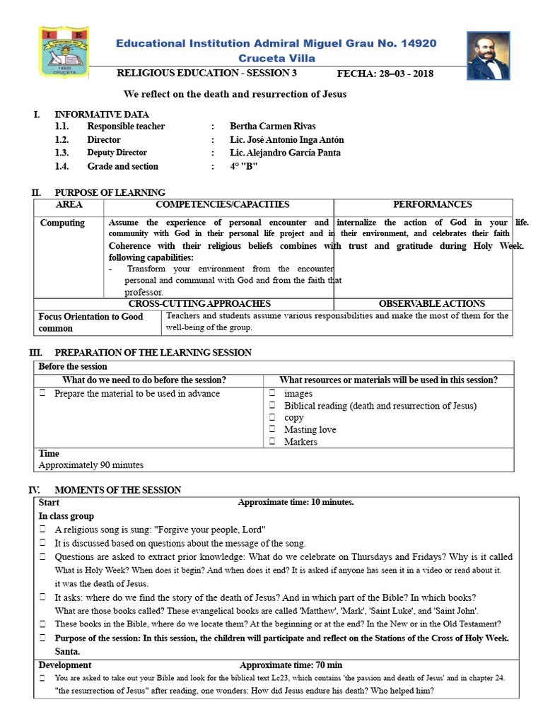 Jesus' Death and Resurrection Lesson Plan | PDF | Crucifixion Of Jesus ...