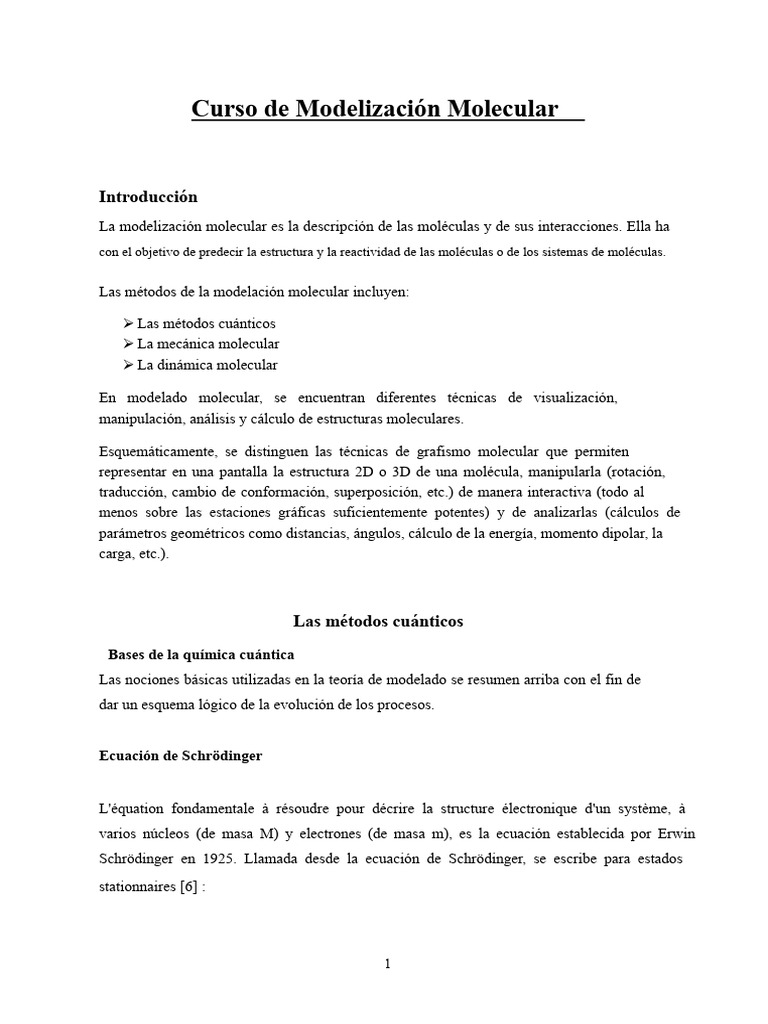 Curso de Modelización Molecular | PDF | Moléculas | Química cuántica