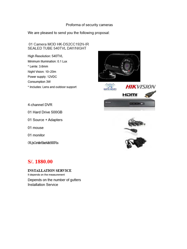 Security Camera Proposal and Installation | PDF