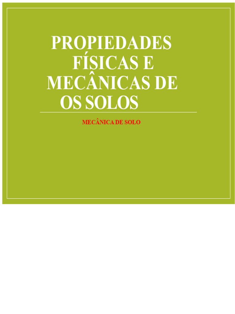 Propriedades Físicas e Mecânicas dos Solos | PDF | Solo | Cor