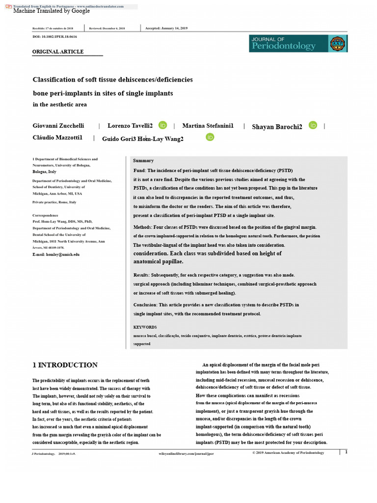 Classification of Facial Peri-Implant Soft Tissue Dehiscence ...