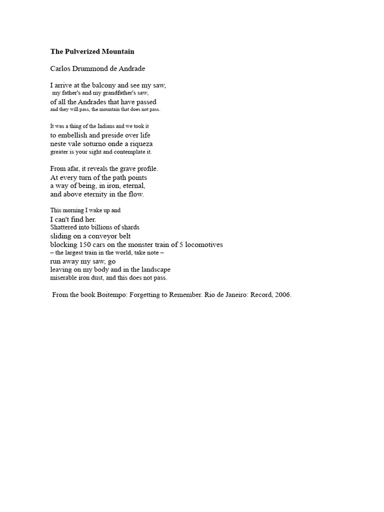 Poem to the Pulverized Mountain | PDF