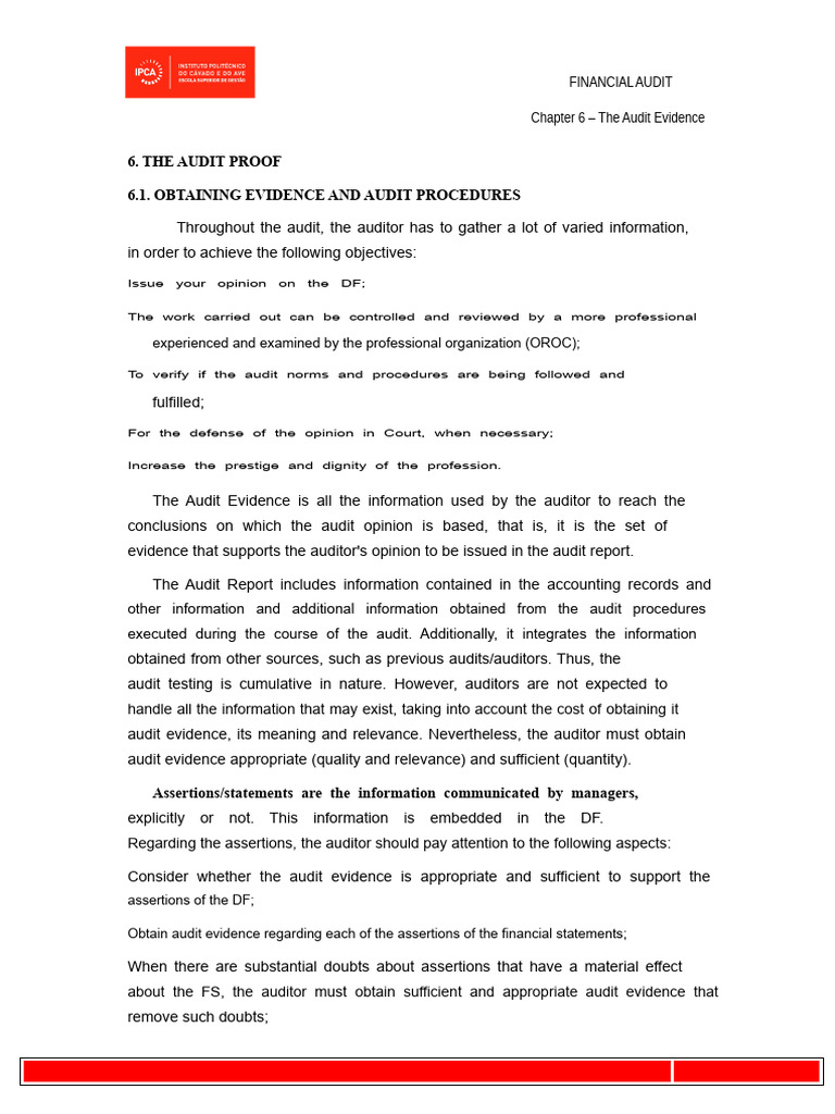 Chapter 6 - The Audit Evidence | PDF | Audit | Sampling (Statistics)